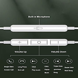 USB C Headphones, USB Type C Earphones HiFi Stereo USB C Wired Earbuds with Microphone Volume Control Noise Canceling for iPad Pro, Samsung S23 Ultra S22 S21 S20 FE Note20, Pixel 7 6 5, OnePlus 10