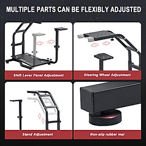 Marada Steering Wheel Stand Standing Fit for Logitech Thrustmaster G25 G27 G29 G920 G923 T300RS TX F458 T128 T248 Adjustable Sim Racing Stand Racing Simulator, Wheel Pedal Shifter Not Included