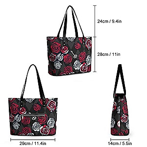 Womens Handbag Roses Flowers Leather Tote Bag Top Handle Satchel Bags For Lady