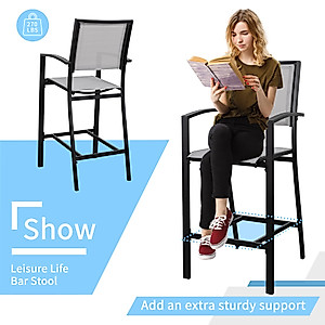 Shintenchi Patio Dining Sets, All Weather Textile Fabric Outdoor High Stool Bistro Set with 4 Bar Chairs and High Glass Table for Home, Backyard, Garden, Lawn, Porch, 5 Pieces