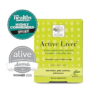 NEW NORDIC Active Liver | Daily Liver Supplement | Milk Thistle, Artichoke & Turmeric | for Men and Women | 30 Count (Pack of 1)