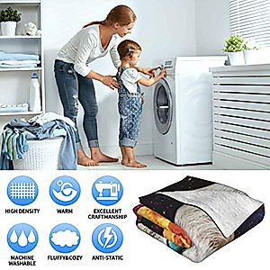 JASMODER Galaxy Space Cat Taco Pizza Throw Blanket Warm Ultra-Soft Micro Fleece Blanket for Bed Couch Living Room
