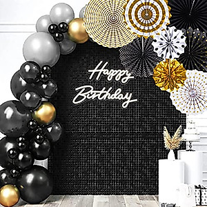 SUNBEAUTY Pack of 8 Gold Black Paper Fans Paper Fans Classroom Decoration Halloween Decoration Hanging Paper Fans Home Party Photo Backdrop Decorations