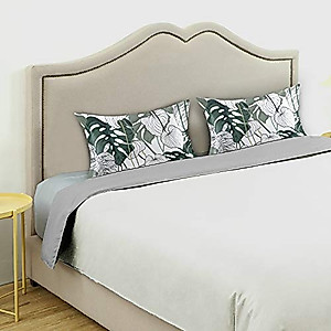 Satin Pillowcase for Hair and Skin Silk Pillowcase King Size Tropical Palm Leaves Pattern Pillow Cases Cooling Satin Pillow Covers with Envelope Closure