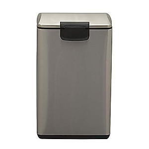 Design Trend Silver Stainless Steel Rectangular Trash Can with Lid and Step Pedal | 15 L