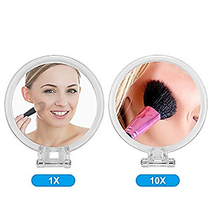 Snowflakes Double Sided Folding Handheld Mirror 1X/10x Magnification Hand held Mirror.