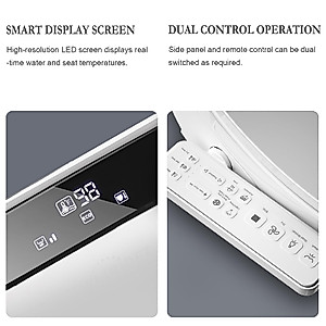XCQQ Smart Bidet Toilet Seat Elongated, Heated Bidet with Warm Water and Dryer, Night Light, Multiple Spray Modes, Slow Closed Toilet Seat, LED Screen, Removable Panel to Remote
