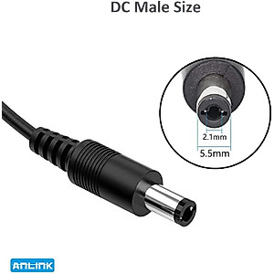 ANLINK DC Power Splitter Cable-2 Pack Black, 1 Female to 2 Male 5.5mm*2.1mm Power Output Adapter Cord for CCTV Security Cameras, LED Strip Lights and More (2 Pack, 1 to 2 Way)
