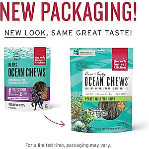 Aurora Pet Bundle Pack (2) Ocean Chews Wolfish Skins Dehydrated Dog Treats (6-oz Pouches) with AuroraPet Wipes