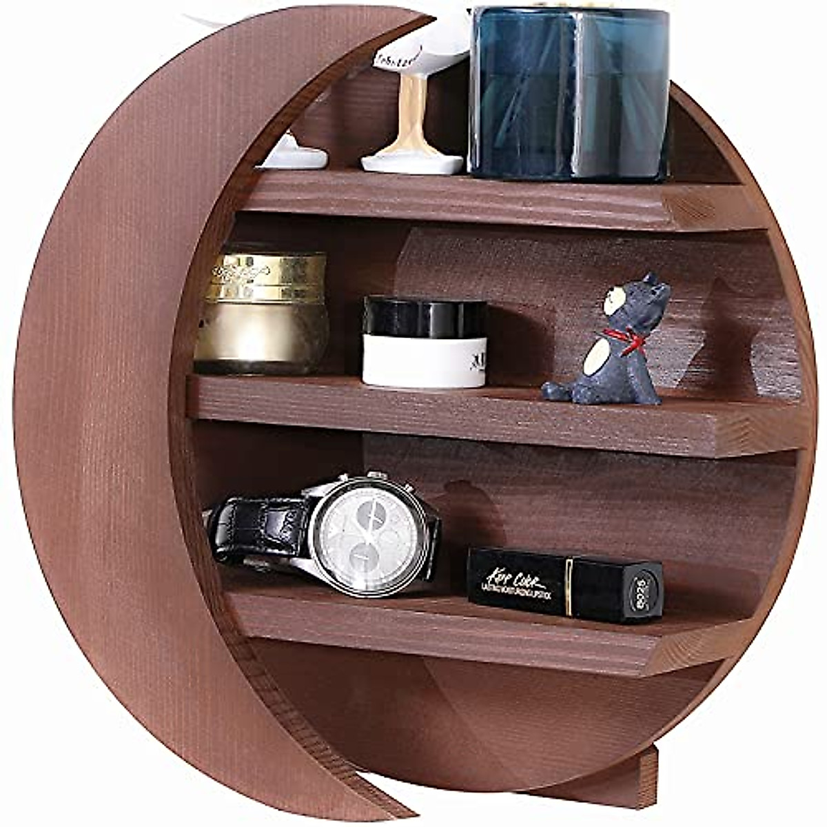 Moon Shelf Moon Decor Crystal Display Shelf Rustic Wooden Boho Wall Decor Shelves Witchy Room Crescent Floating Premium Solid Pine Wood for Wall Crystal Essential Oils Storage Great Gifts Living Room