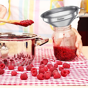 5 Inch Stainless Steel Funnel with Strainer and 200 Fine Mesh Filter, Food Grade Metal Funnel, Cooking Oil Filter, Oil Strainer for Deep Fryer, Milk Strainer, Funnels for Kitchen Use Filling Bottles