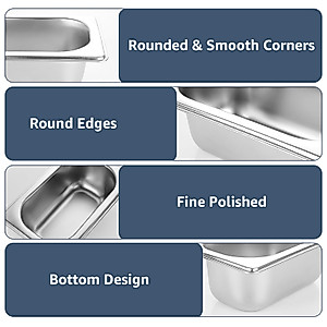 EATHEATY 8 Pack Hotel Pans Stainless Steel Steam Table Pan Stackable Catering Pan Anti Jam Steam Pan Catering Food Pan for Hotel Restaurant Buffet Party Supplies (1/9 Size 2-1/2 Inch Deep)