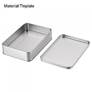 uxcell Metal Tin Box, 6.3" x 4.33" x 1.38" Rectangular Empty Tinplate Containers with Lids, Silver Tone, for Home Organizer, Candles, Gifts, Car Keys, Crafts Storage