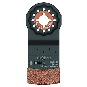 BOSCH OSL114CG 1-Piece 1-1/4 In. Starlock Oscillating Multi Tool Grout & Abrasive Carbide Grit Plunge Cut Blade for Applications in Grout Removal