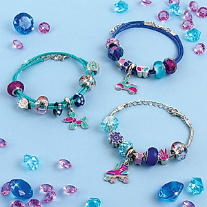 Make It Real - Halo Charms Bracelets True Blue - DIY Charm Bracelet Making Kit - Friendship Bracelet Kit with Beads, Charms & Cord - Arts & Crafts Bead Kit for Girls - Makes 3 Bracelets