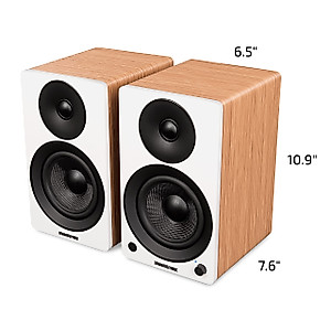 Fluance RT81 Elite High Fidelity Vinyl Turntable (White) with Ai41 Powered 5" Stereo Bookshelf Speakers (Lucky Bamboo), Diamond Stylus, Belt Drive, Built-in Preamp, 90W Class D Amplifier, Bluetooth