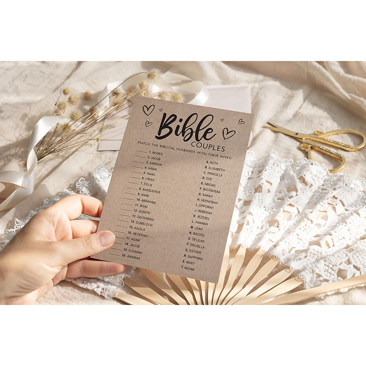 Your Main Event Prints Bridal Shower Games, Fun Activities, Kraft Minimalist Style (Bible Couples Game)