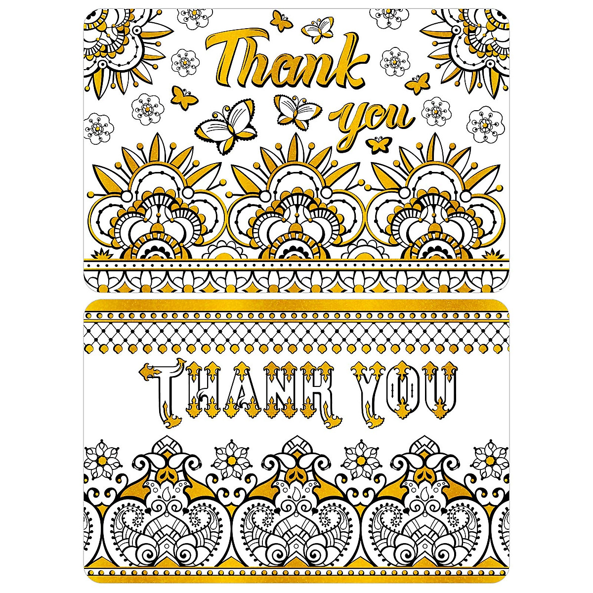 VICTORIA CHUKALINA PUBLISHING Thank you coloring postcards. Set of 20 coloring postcards on thick paper with gold foil accents on each card and rounded corners
