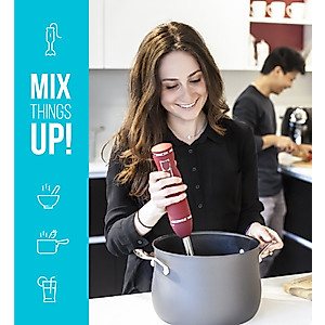 Chefman Immersion Stick Hand Blender with Stainless Steel Shaft & Blades, Powerful Ice Crushing 2-Speed Control Handheld Mixer, Purees Smoothie, Sauces & Soups, 300 Watts, Turquoise