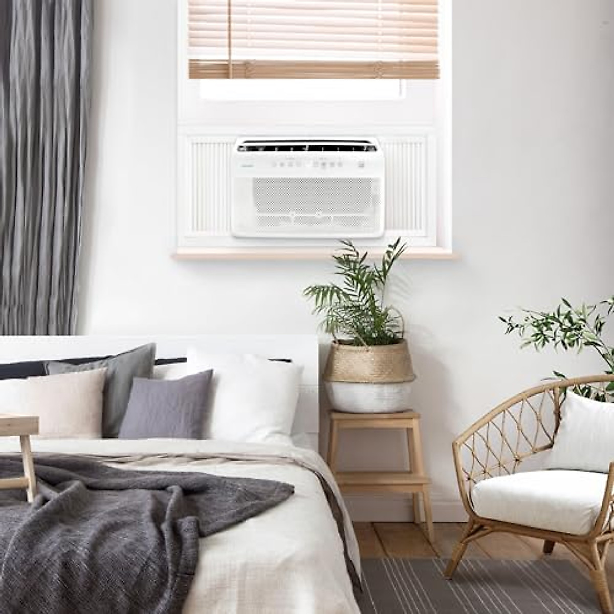 Keystone Energy Star 8,000 BTU Window Mounted Inverter Air Conditioner with Quiet, High Efficiency Operation and Remote, Window AC Unit for Apartment, Living Room, Medium Rooms up to 350-Sq.Ft.