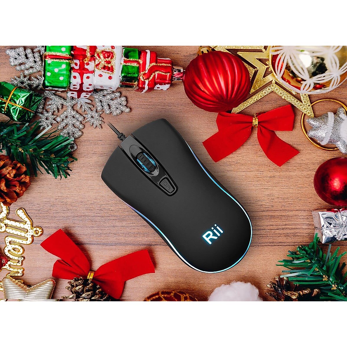 Rii RM105 Wired Mouse,Computer Mouse with Colorful RGB Backlight,Comfortable Grip Ergonomic Optical,USB Wired Mice Support Windows PC, Laptop,Desktop,Notebook,Chromebook