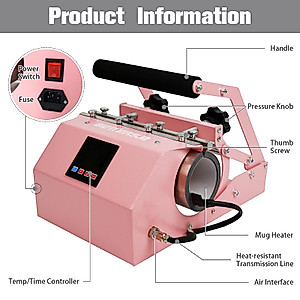 BetterSub 3in1 Tumbler Mug Heat Press Machine 30 OZ 20 OZ 16 OZ Sublimation Straight Skinny Tumbler Mug 3 OZ 1.5 OZ Shot Glass,11 OZ 15 OZ 16 OZ Sublimation Mug Heat Transfer Pink