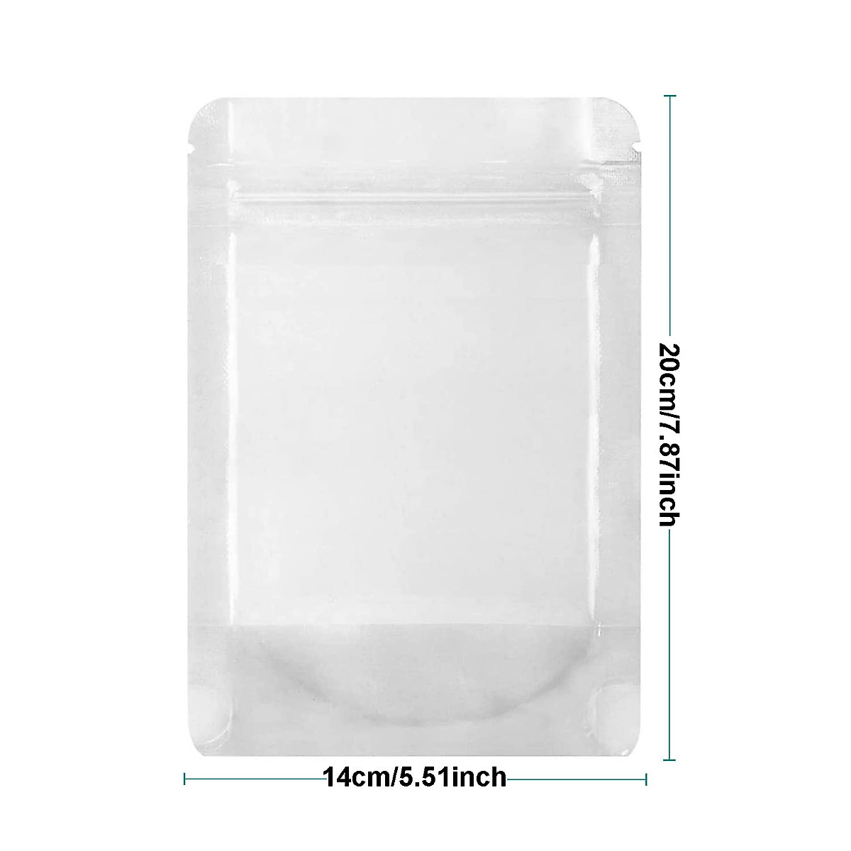 50 Pack Matte Frosted Clear Zipper Food Bags, MYANGHAOT Stand Up Pouch Bag Resealable Stand Up Candy Bags, Snack Food Tea Packing Dried Fruit Pouches (5.51" x 7.87")
