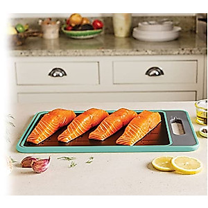 Zippi Fast Thaw 4-in-1 Defrosting Tray, Cutting Board, and Knife Sharpener for Frozen Food Thawing, Quickly Defrost and Thaw Meat and Food, Chemical Free, Eco-Friendly Design, No Electricity
