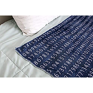Pi Day Blanket | 4000+ Digits Pi Blanket | Pi Day Gift | Math Gift | Math Throw Blanket (Navy)