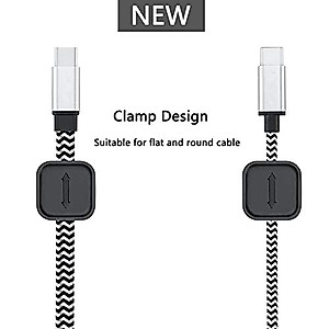 Yugoo Cable Organizer Magnetic, Magnetic Cable Clips, Cable Holder Clips Multipurpose Organizer, Desktop Cord Management for All Wires (2 Pack, Black and White)