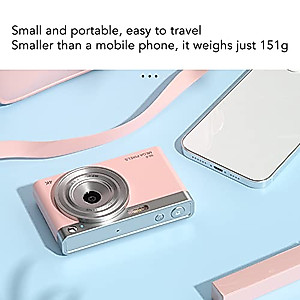 4K Digital Camera, 16X Zoom 50MP AF Autofocus Vlogging Camera, 2.88in IPS HD Mirrorless Camera with Battery, LED Fill Light Portable Mini Compact Camera for Macro Shooting, Teens, Students(Pink)