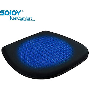 Sojoy Firm Coccyx Gel Seat Cushion- Orthopedic Memory Foam Chair Cushions for Home Kitchen Office Desk Car Truck Airplane (Black)