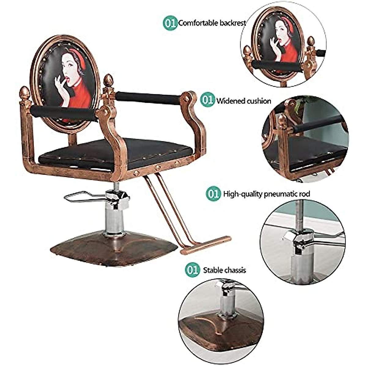 DFONCE Barber Chair,Hydraulic Barber Chair Salon Hair Beauty Chair Styling Equipment,C (Color : D)