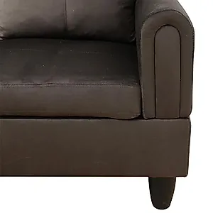 EOVTK L-Shape Upholstered Sectional Sofa Set with Left Facing Chaise Lounge and Storage Ottoman, 97'' Flannel Corner Couch for Living Room Furniture Apartment and Office, Dark Brown