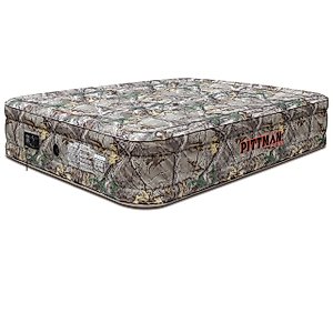 Pittman Outdoors Airbedz Air Mattress - Indoor Outdoor Waterproof Bed, Built-in Rechargeable Battery Air Pump, Queen Size, 16-inches Tall, Realtree Camo, Carry Bag and Patch Kit Included