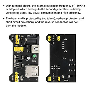 MECCANIXITY Power Supply Module DC 6.5-12V to 3.3/5V 0.7A Black for MB102 Prototype Breadboard Pack of 2