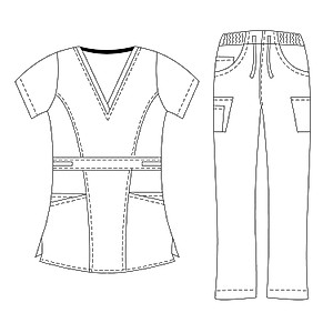 Dagacci Medical Uniform Women's Scrubs Set Stretch Contrast Pocket Burgundy XXL