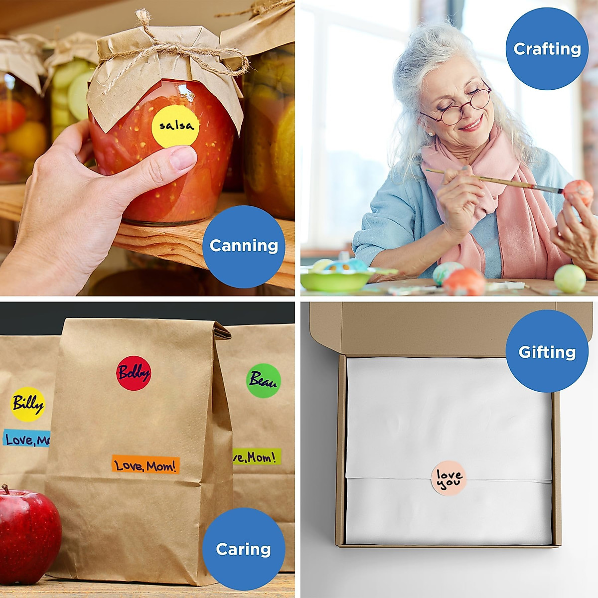 ChromaLabel 3/4 Inch Circle Sticker Labels, Easy to Write On Round Colored Stickers, Permanent Sticky Dots - 1200 Colored Dot Stickers per Variety Pack, 5 Assorted Colors Dot Labels