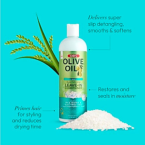 ORS Olive Oil Max Moisture Leave-In Conditioner with Rice Water and Electrolytes for Supercharged Hair Hydration 16.0 Ounce (1)