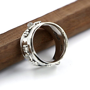 Rainbow Moonstone Spinner Ring 925 Sterling Silver Rings For Women Silver Spinner Rings Handmade Gemstone Ring Silver Wide Band Ring 925 Silver Ring Spinner Meditation Ring Thumb Ring Anxiety Ring Worry Ring Fidget Ring Silver Wedding Band Ring Silver Jew