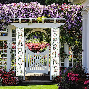 Spring Banner Outside Floral Porch Sign Outdoor Farmhouse Happy Spring Door Decor Flower Front Porch Hanging Flags for Spring Easter Holiday Party Garage Home Yard Wall Decor