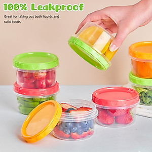 Zezzxu 12 Pack 8 oz Small Plastic Containers with Screw on Lids, Reusable Deli Containers Stackable Food Storage Jars, Microwave & Freezer Safe (Green)