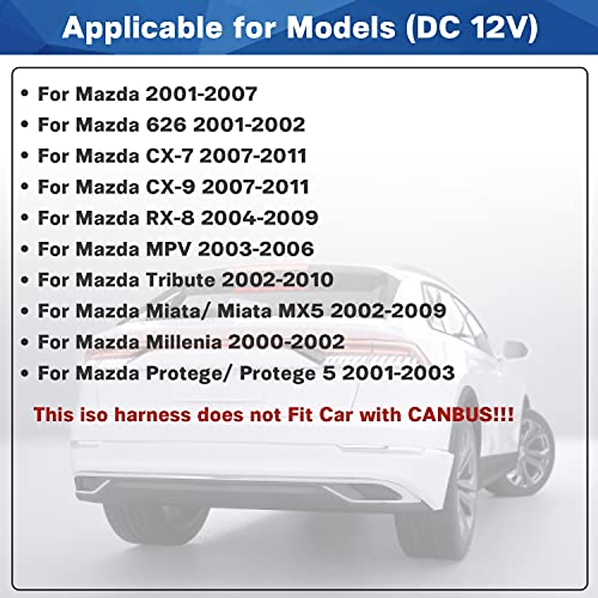 ISO Radio Wiring Harness Adapter Compatible with Mazda CX7 CX9 MPV Car Stereo Wire Harness Cable