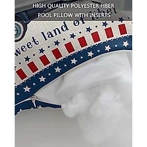 Recliner Head Pillow Ledge Loungers Chair Pillows with Insert 4th of July Truck Red and Blu Patriotic Retro Lumbar Pillow with Adjustable Strap Outdoor Waterproof Patio Pillows for Beach Pool, 2 PCS