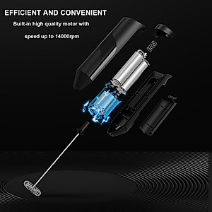 GOGENGEN Electric Hand Whisk for Milk, Beverage Mixer for Coffee with Milk, Cappuccino, Hot Chocolate, Battery Operated (not included) Mini Stainless Steel Fother, Cool Cookware