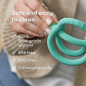 Frida Baby Get-A-Grip BabyTeether for Teething Relief, Easter Basket Stuffer for Kids, 100% Food-Grade Silicone Teething Toys for Baby 0-6, 12, 18 Months Infant, BPA-Free, PVC-Free, Teal