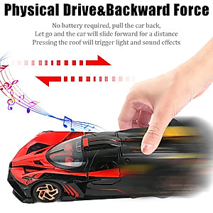 Diecast Toy Car Bugatti Bolide Sports Car Model,Zinc Alloy Simulation Casting Pull Back Vehicles,1:32 Scale Mini Electronic Supercar Toys with Lights and Music for Toddlers Kids Children Gift