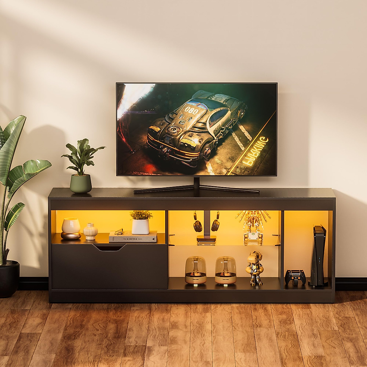 JUMMICO Stand TV Cabinet, Black