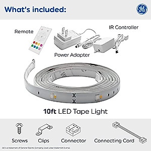 GE LED Tape Light, Indoor Plug-In Strip Light, Color Changing, 10-Feet