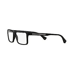 Emporio Armani Men's EA3038 Rectangular Sunglasses, Rubber Black/Demo Lens, 56 mm